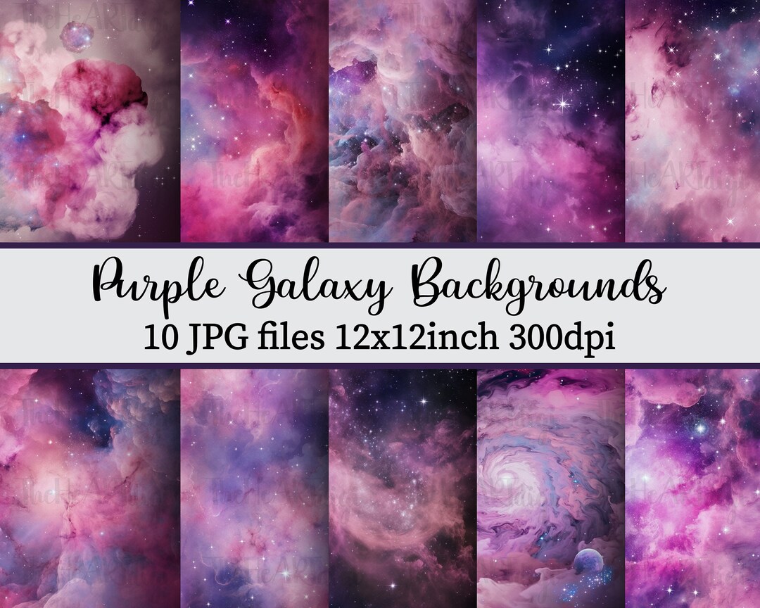 Purple Galaxy Backgrounds, Purple Galaxy Digital Papers, Digital Paper ...