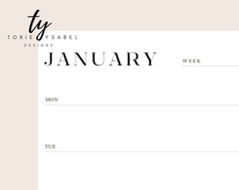 Simple and Minimal Printable Monthly Planner | Printable Planner Bundle ...