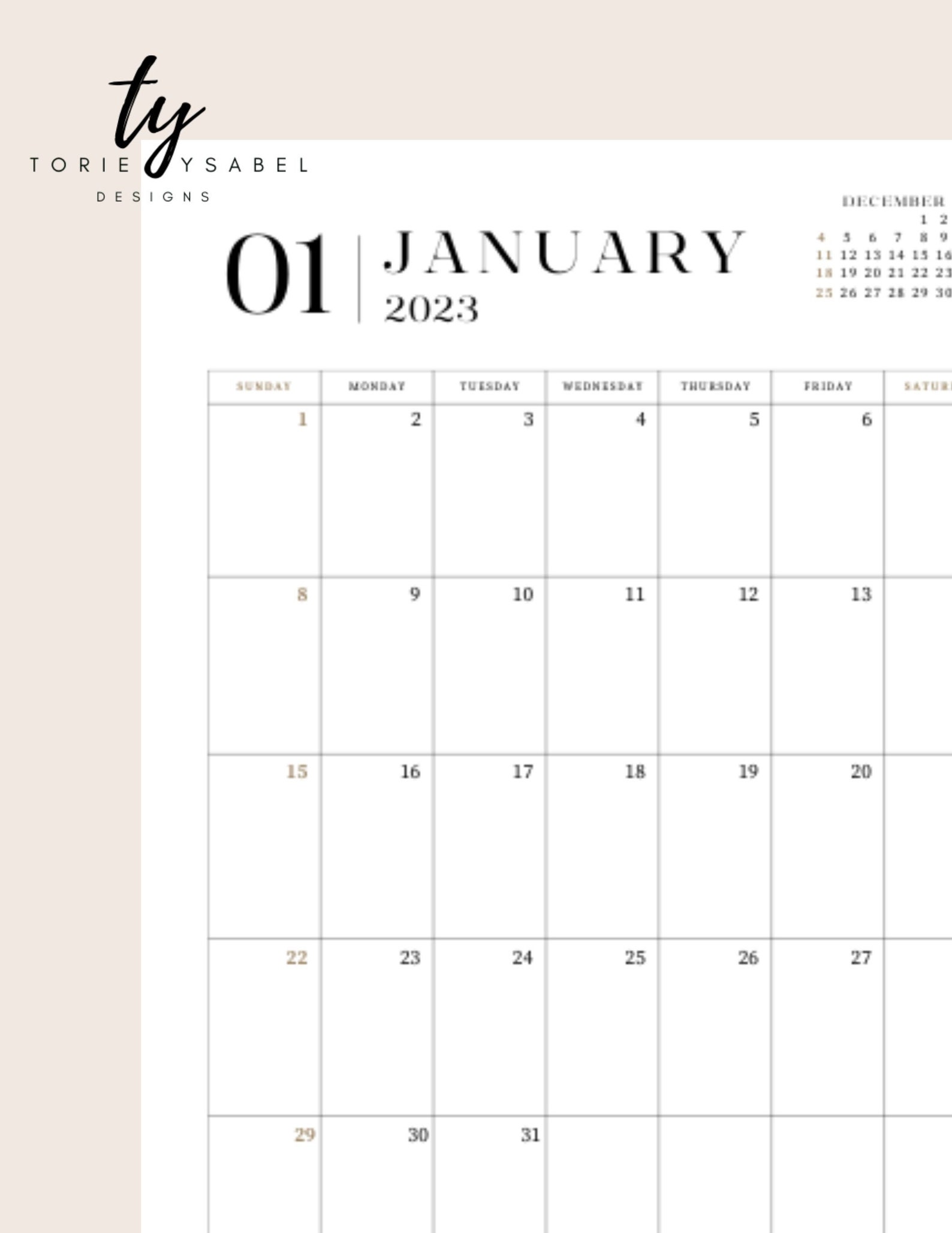 Simple and Minimal Printable Monthly Planner | Printable Planner Bundle ...