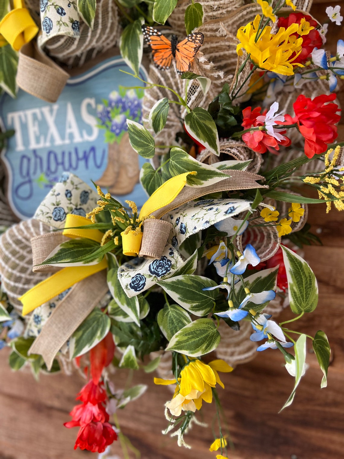 Texas Wildflower Wreath, Bluebonnet Wreath, Indian Paintbrush Wreath ...