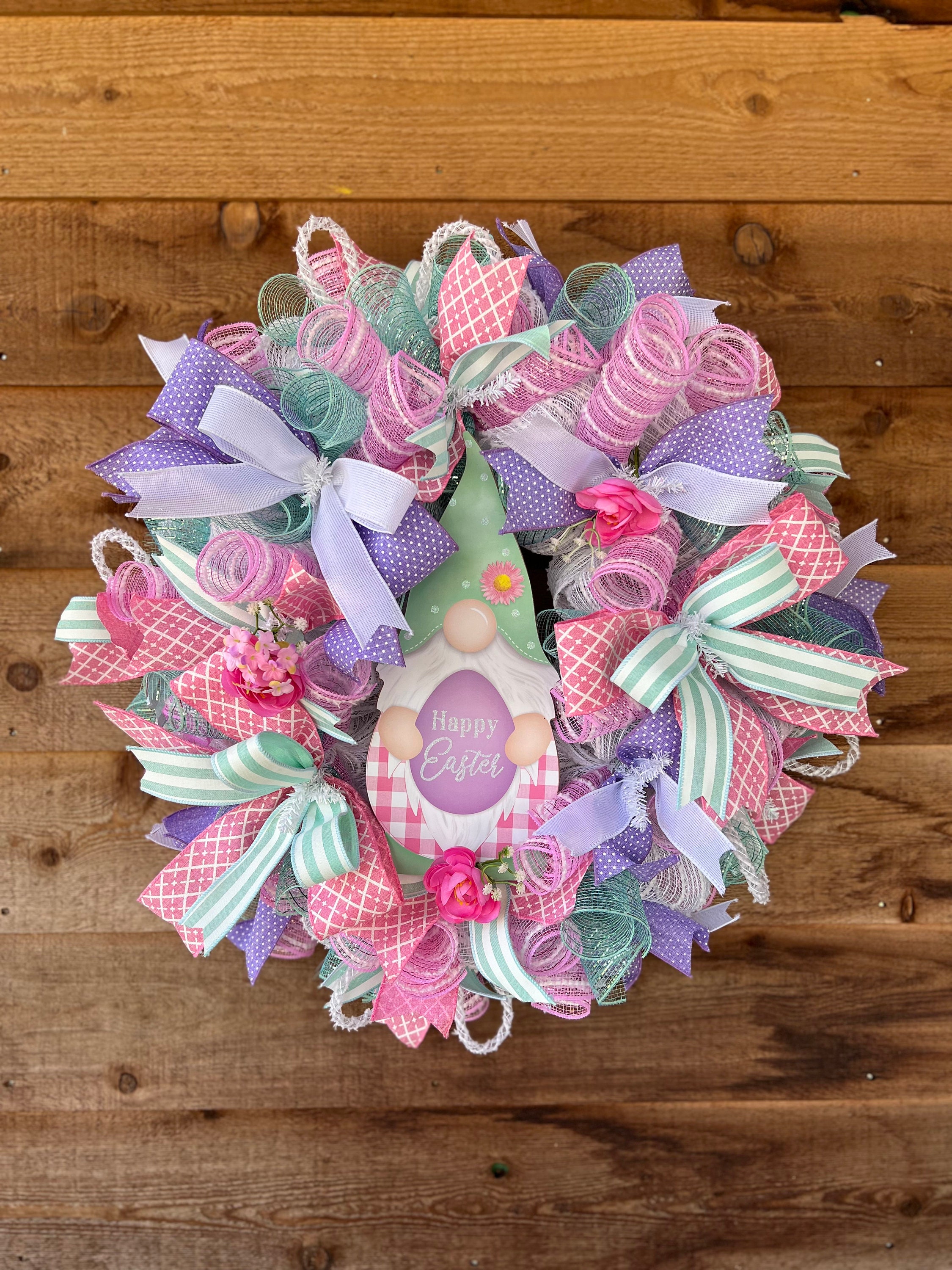 Gnome Happy Easter Wreath, Spring Wreath, Easter Wreath, Spring Front ...