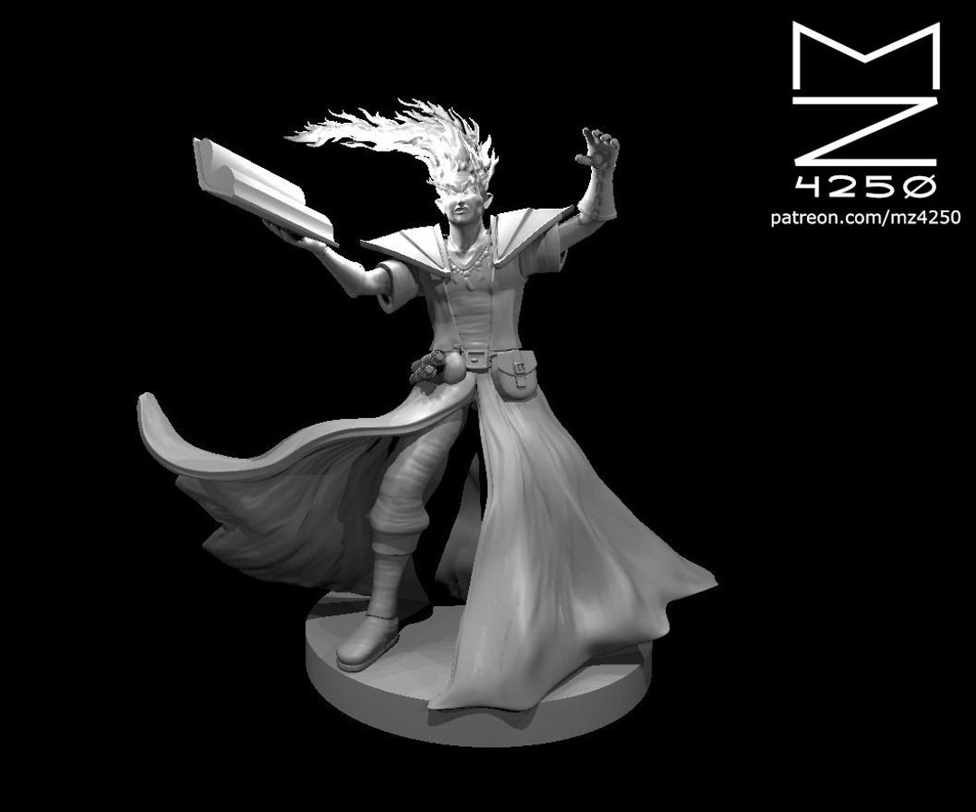 Mage Genasi fire Male Dnd Mini - Etsy