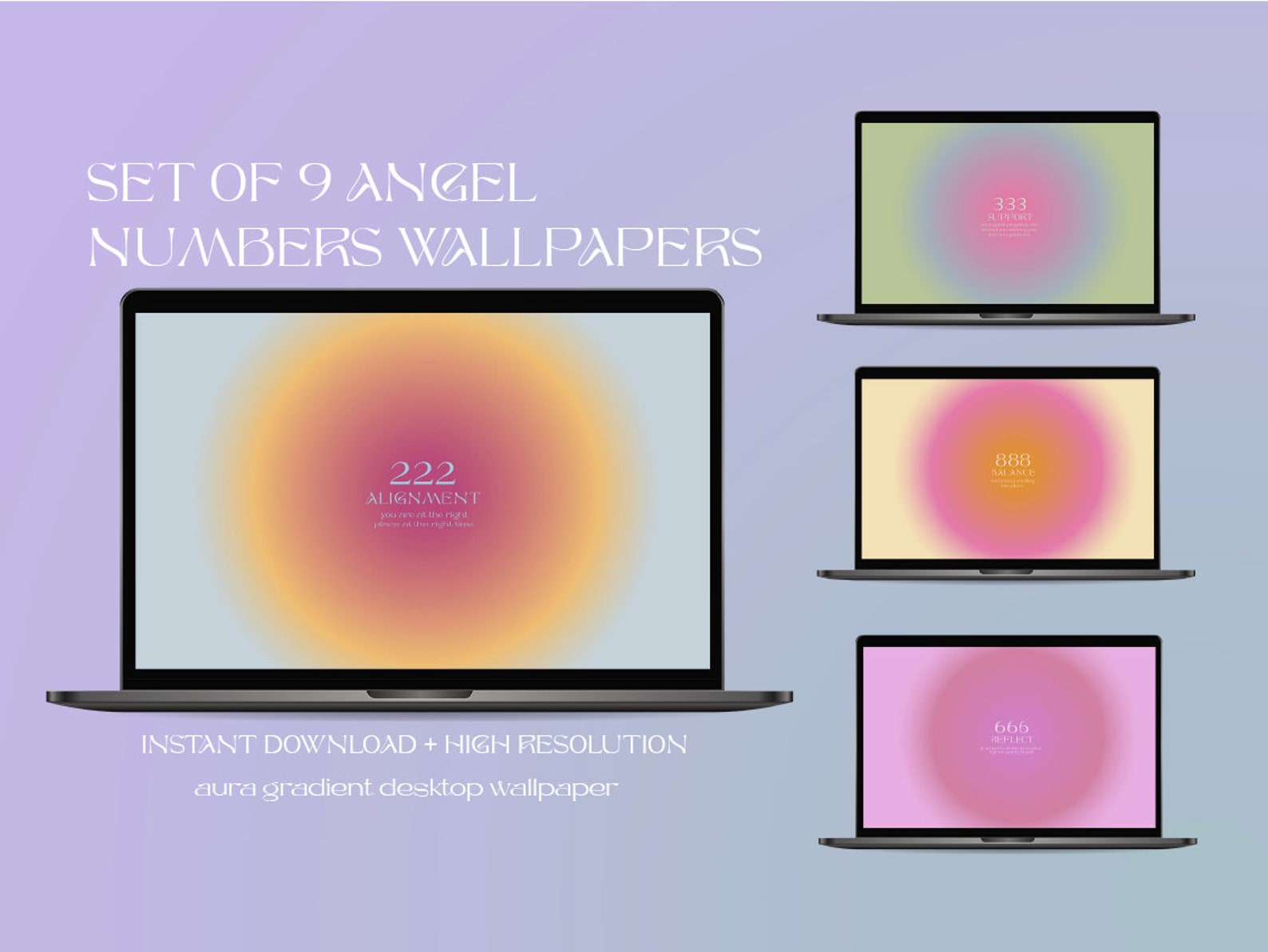Angel Numbers Desktop Wallpaper, Aesthetic Gradient Theme (digital ...