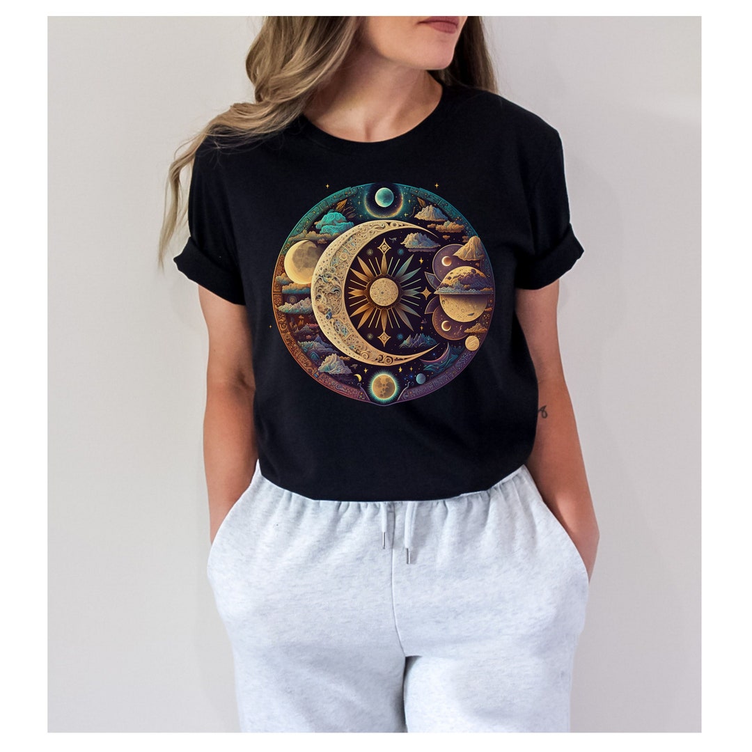 Celestial Moon Shirt Boho Cosmic Nature Lover Botanical - Etsy