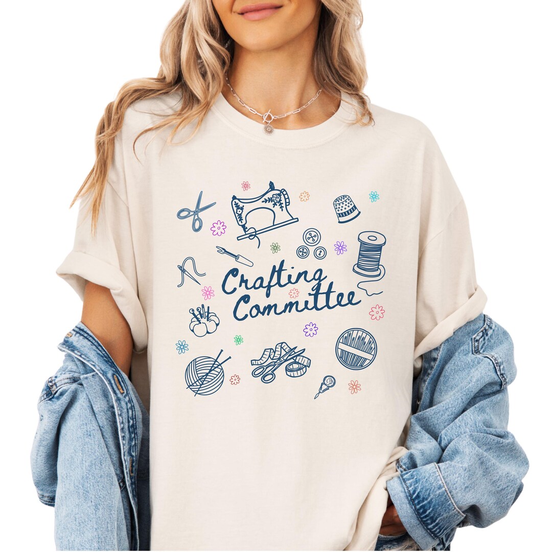 Crafting Committee Shirt, Sewing Doodle Graphic Tee, Quilter Sewing ...