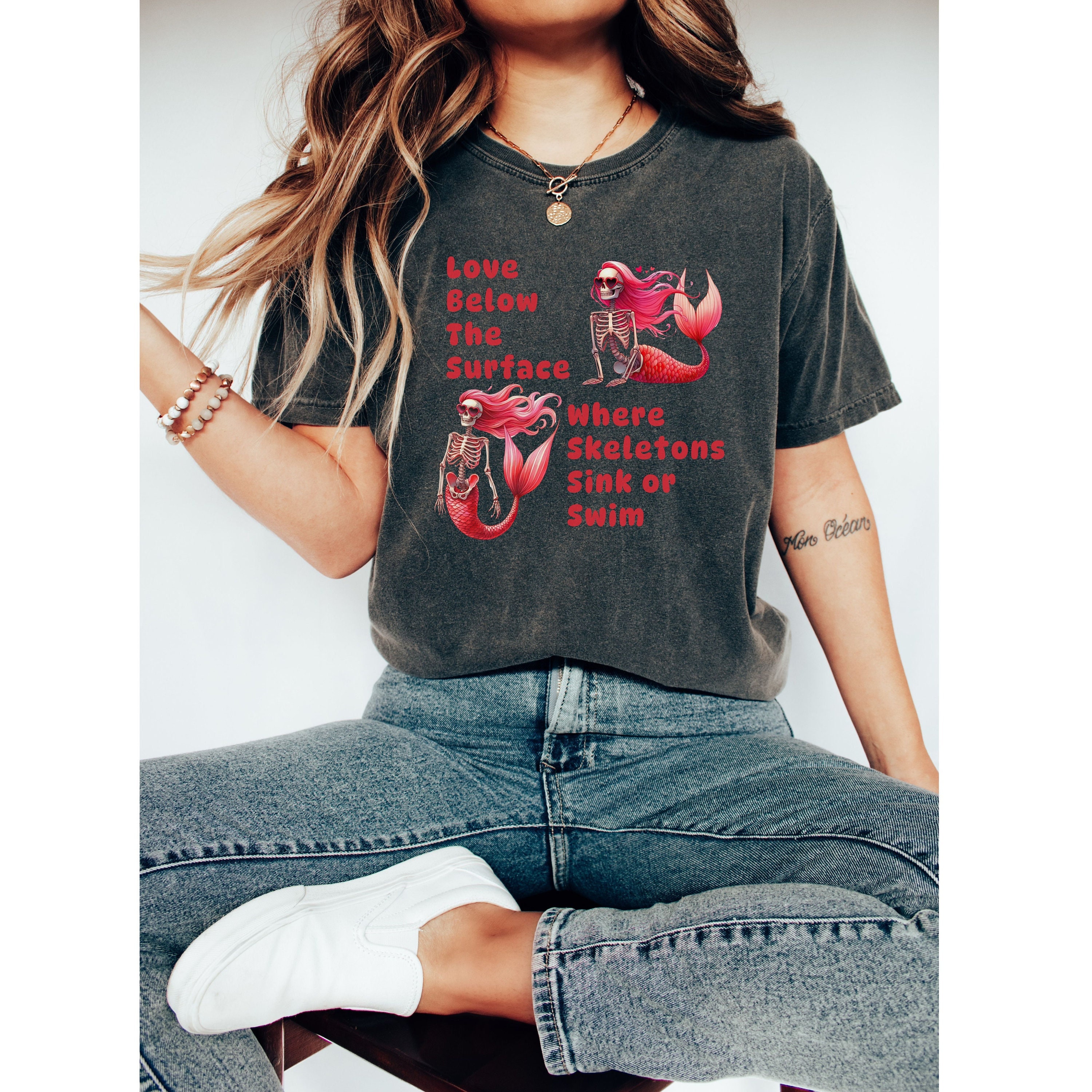 Skeleton Mermaids Shirt, Skeleton Lovers, Skeleton Mermaid Shirt Sink ...