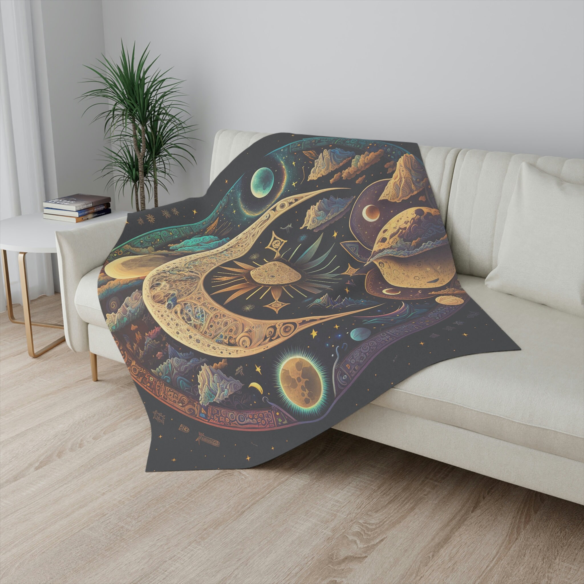 Celestial Moon Sherpa Blanket Moon and Stars Galaxy Moon - Etsy