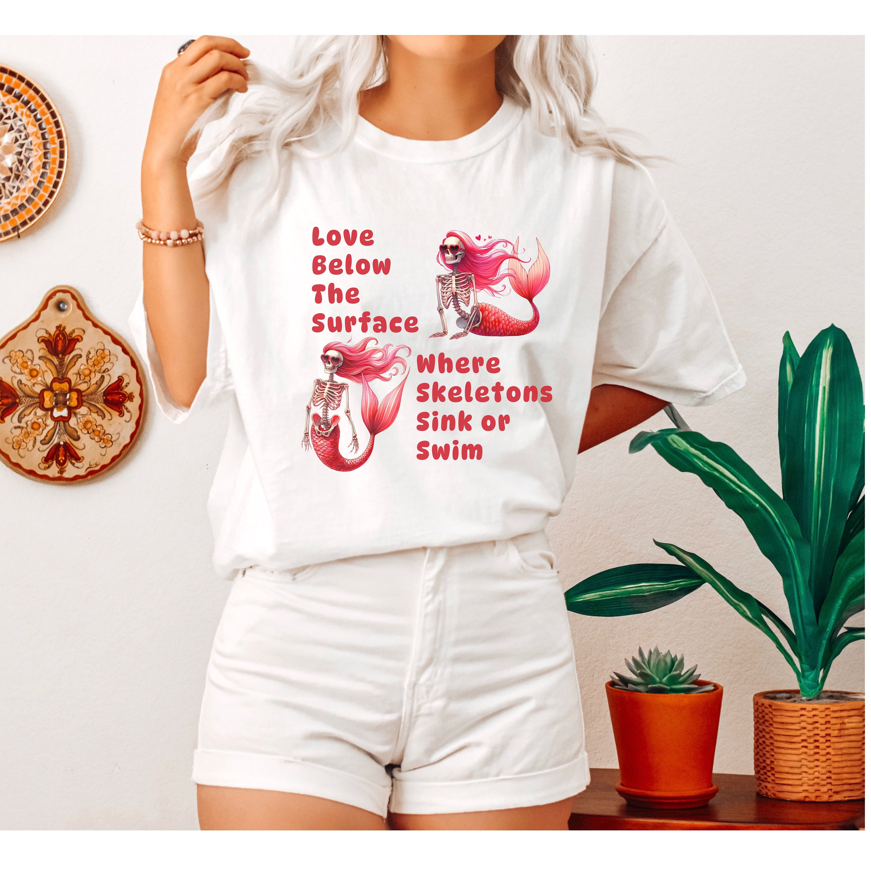 Skeleton Mermaids Shirt, Skeleton Lovers, Skeleton Mermaid Shirt Sink ...