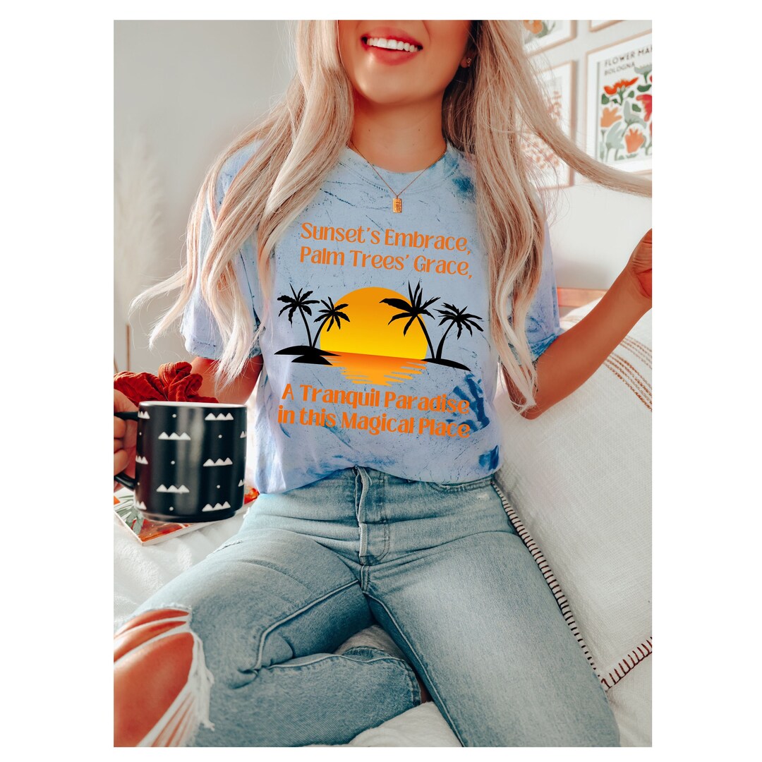 Sunset Palm Tree Tropical Shirt, Retro Sunset Beach Boho Summer Beach Sunset Tee, Summer Vibes ...