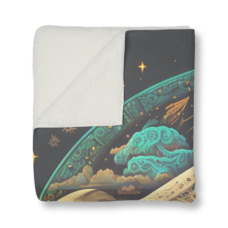 Celestial Moon Sherpa Blanket, Moon and Stars, Galaxy, Moon Phases Home ...