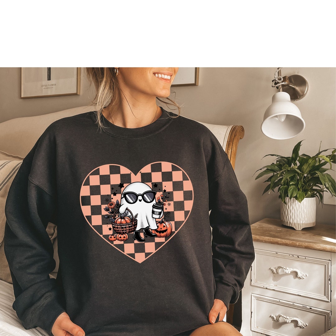 Cute Spooky Ghost Sunglasses Sweatshirt, Womens Ghost Shirt, Spooky ...