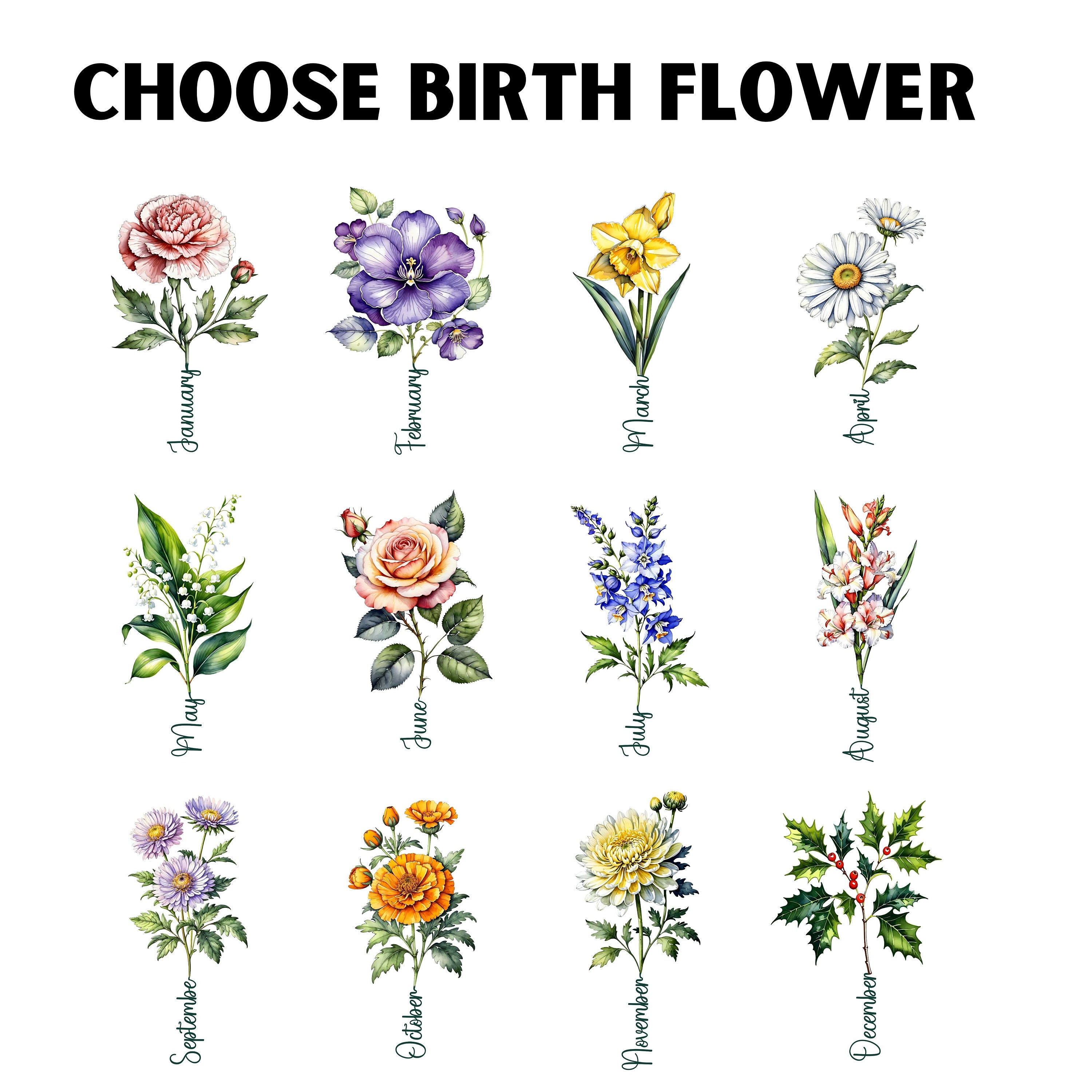 Mama Birth Flower Tshirt, Custom Birth Flower, Gift for Mama Wife ...