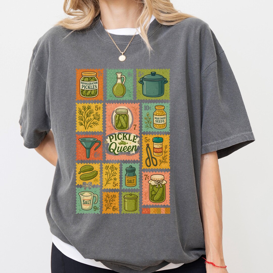 Pickle Queen Shirt, Retro Canning Stamp Tee, Comfort Colors Pickle ...