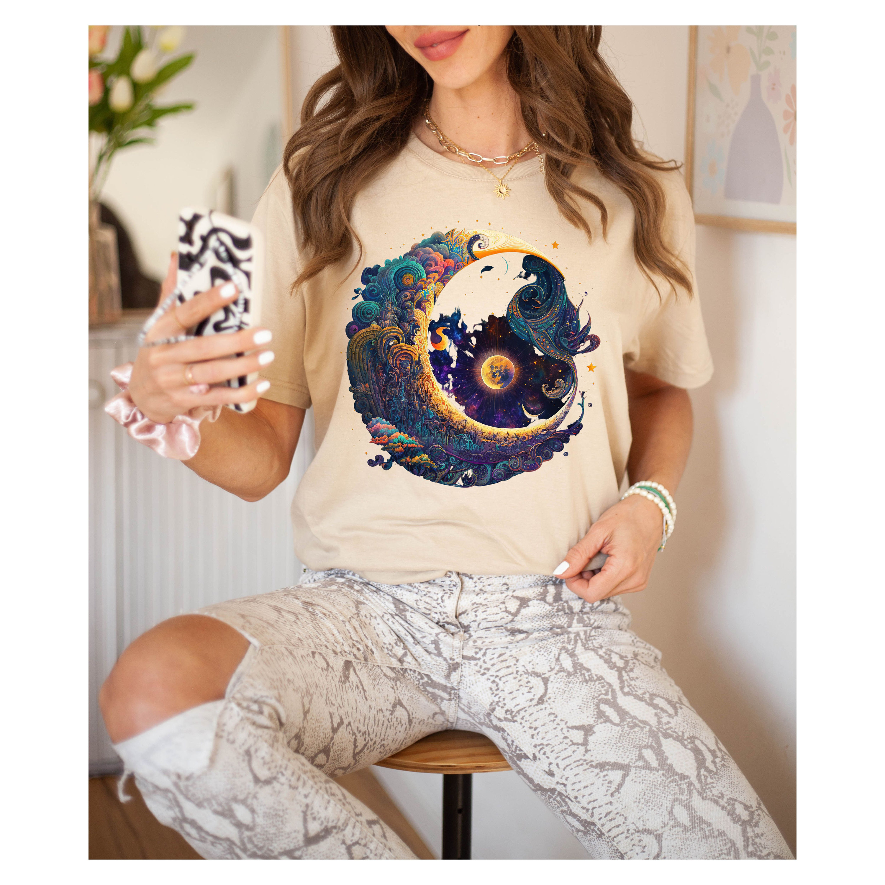 Celestial Moon Shirt Boho Cosmic Nature Lover Botanical - Etsy