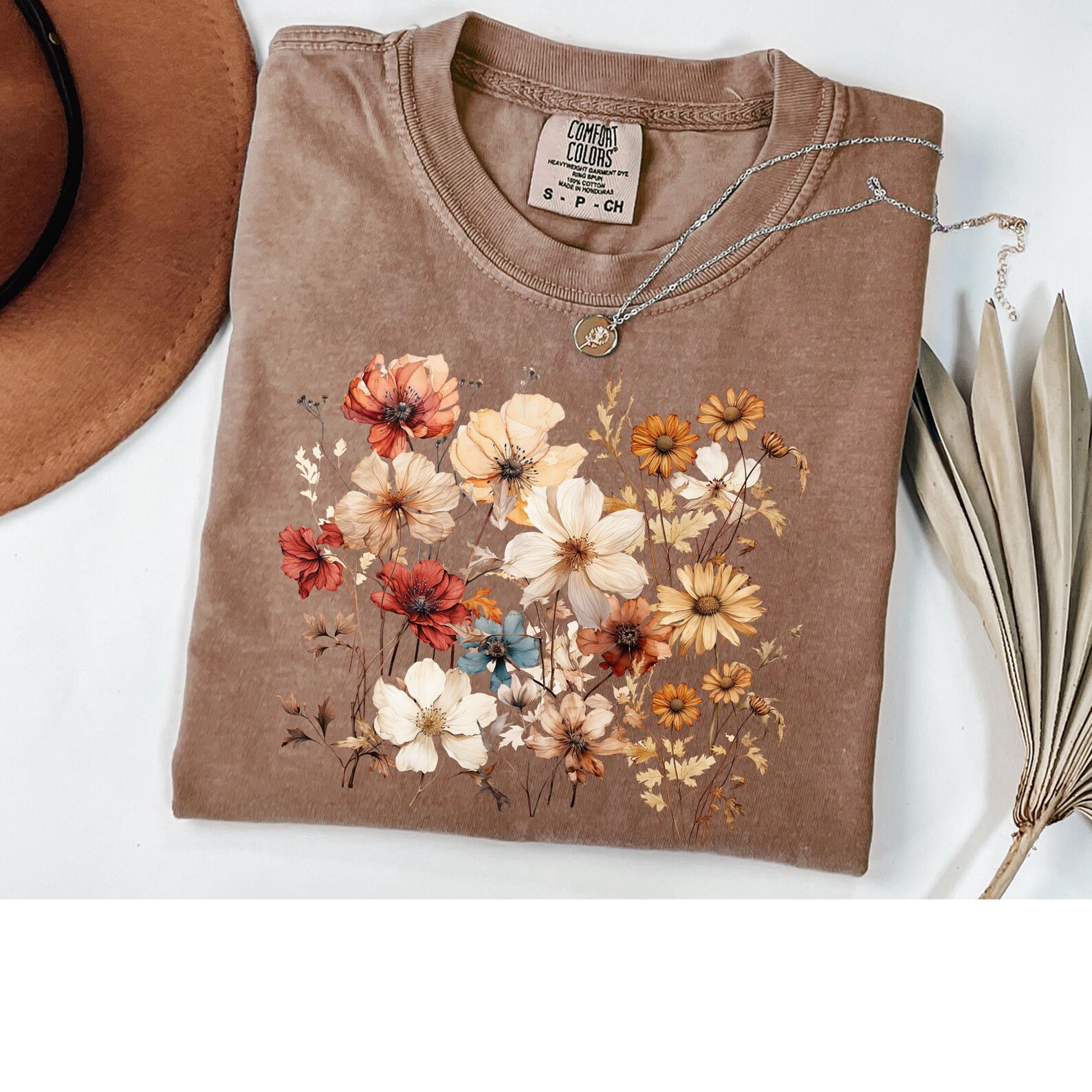 Boho Flower Shirt, Comfort Colors® Boho Cottagecore, Wildflowers ...