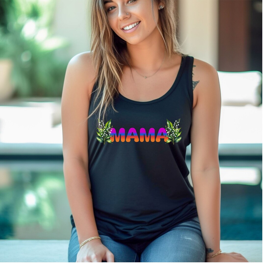 Mama Birth Flower Tank Top, Custom Birth Flower, Gift for Mama, Mama ...