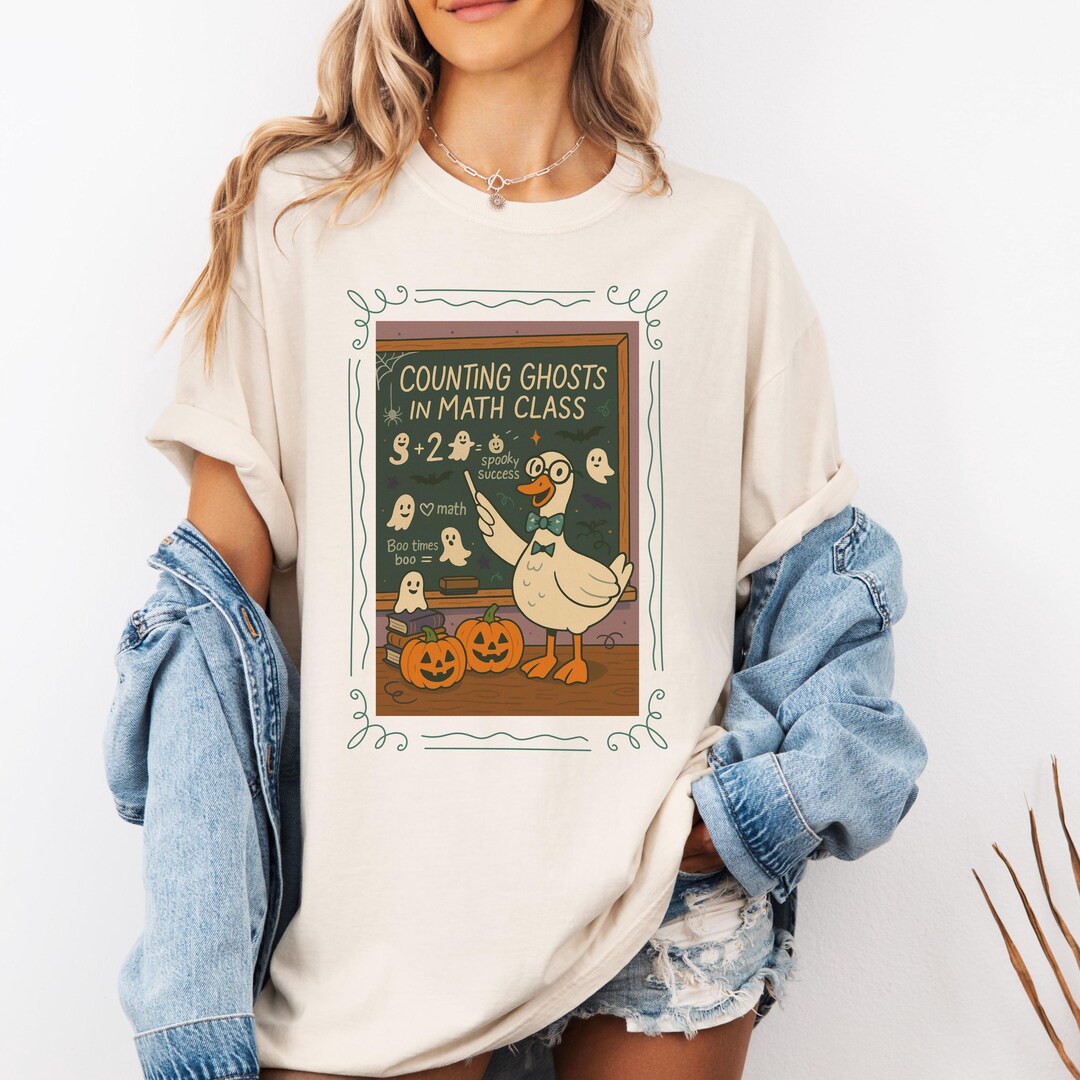 Counting Ghosts in Math Class Shirt, Funny Halloween Teacher Tee ...