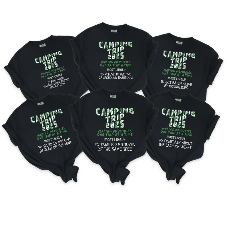 Most Likely to Matching Family Camping Trip Shirts Family Funny ...