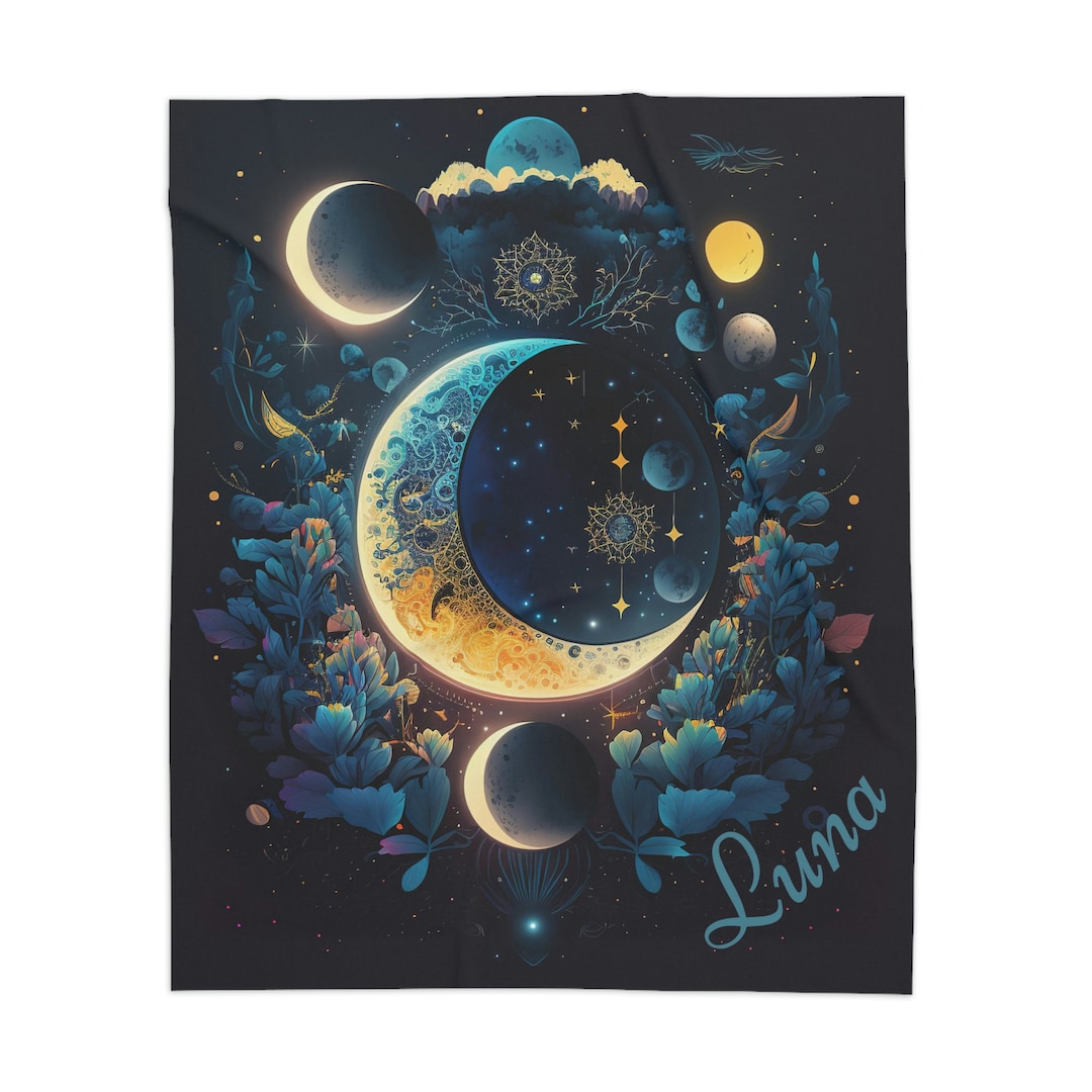Celestial Moon Sherpa Blanket Boho Botanical Cosmic Nature Lover Home ...