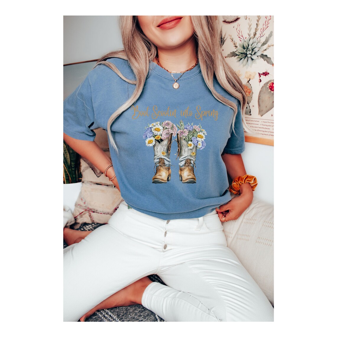Boot Scootin' Into Spring Wildflower Boot Tshirt Flower - Etsy