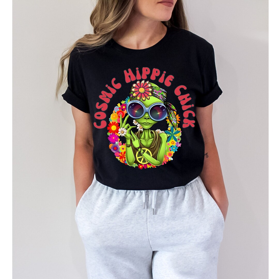 Boho Retro Cosmic Groovy Hippie Alien Chick Shirt Hippie Alien Groovy ...