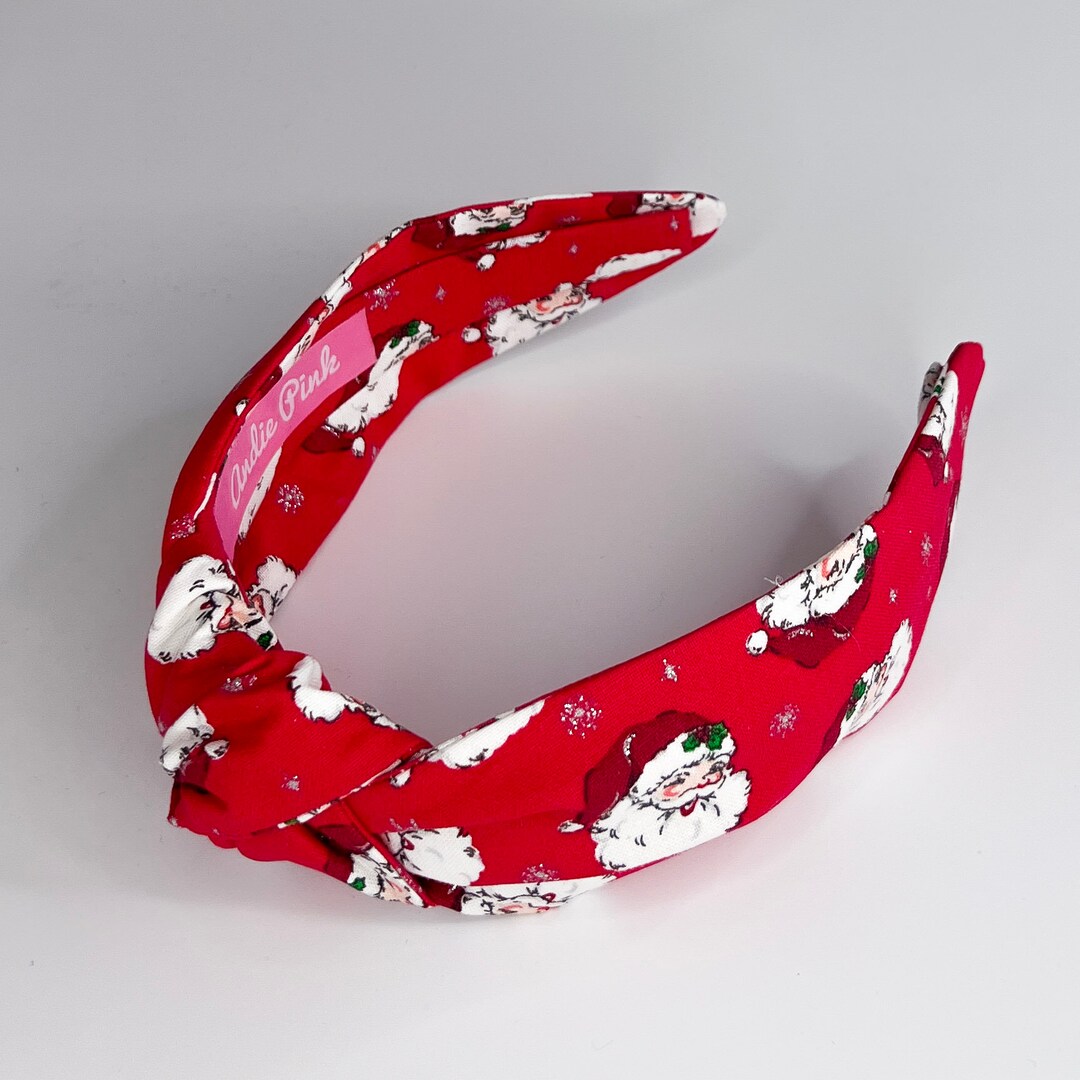 Red Sparkly Santa Topknot Headband for Women, Christmas Headband ...