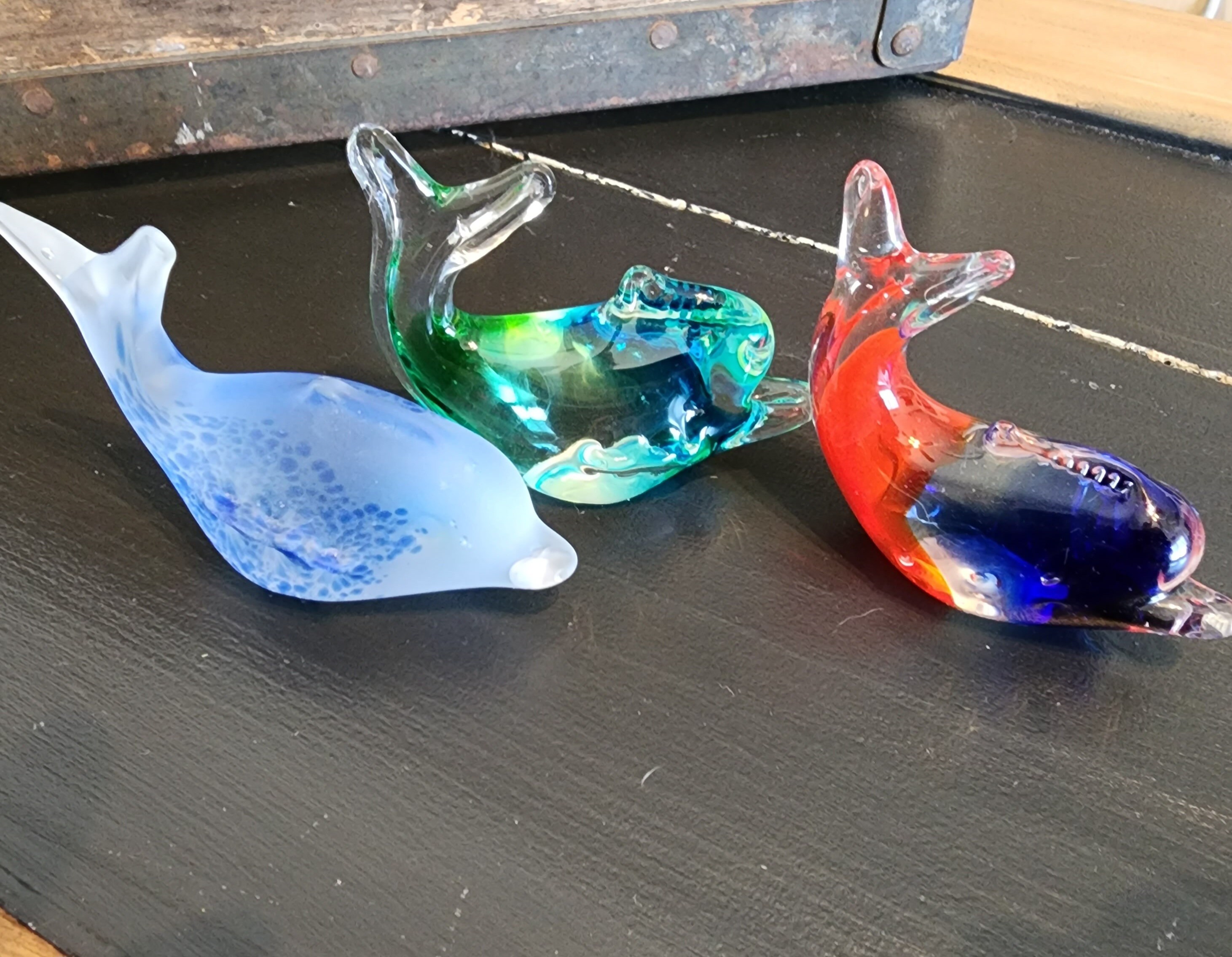 Vintage Glass Dolphin Paperweights Set of 3 - Etsy