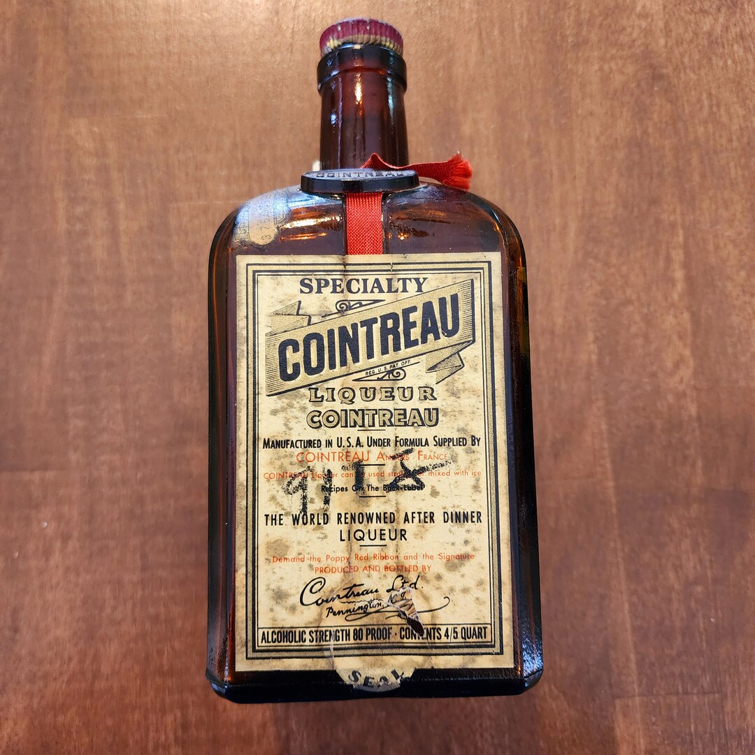 Vintage Liqueur Bottle / Cointreau Liquer Bottle / Vintage Paper Label ...