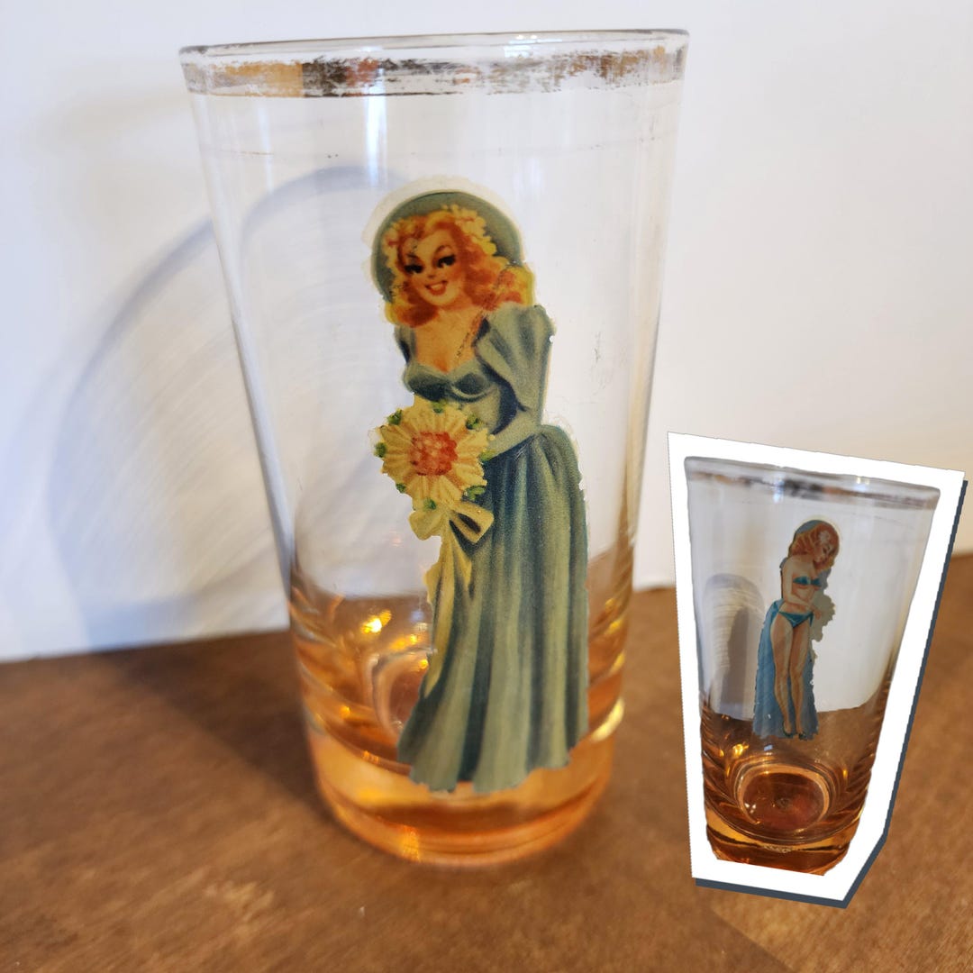 1940s Vintage Peek a Boo Pinup Girl Drinking Glass - Etsy