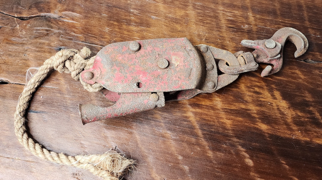 Vintage Farm Primitive Tool, Old Block and Tackle Pulley Hoist - Etsy