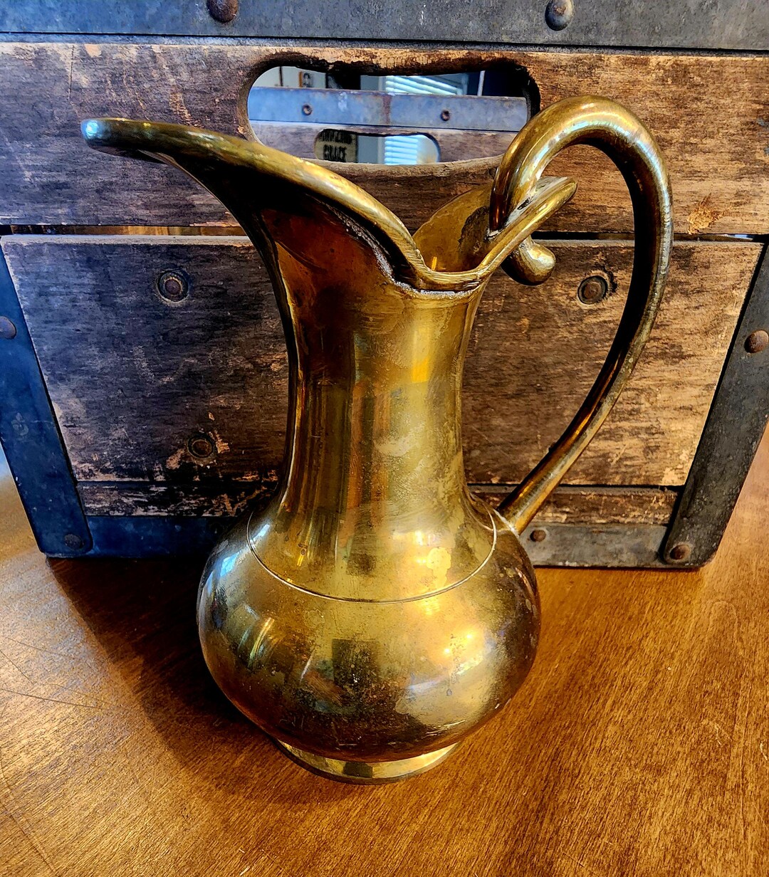 Vintage Brass Pitcher, India - Etsy