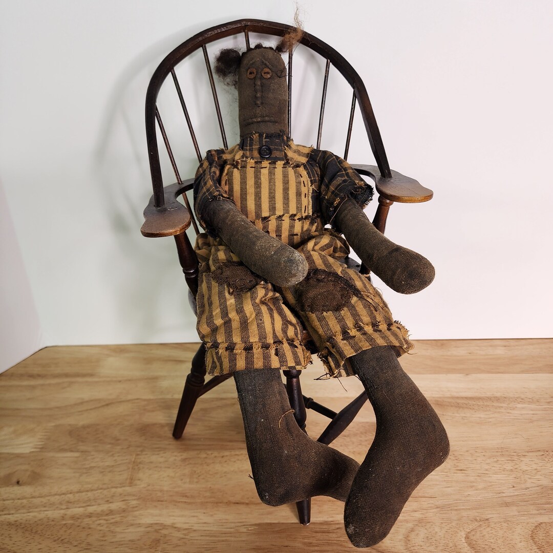 Vintage Wooden Toy Doll Size Windsor Style Arm Chair Musical Box Music ...