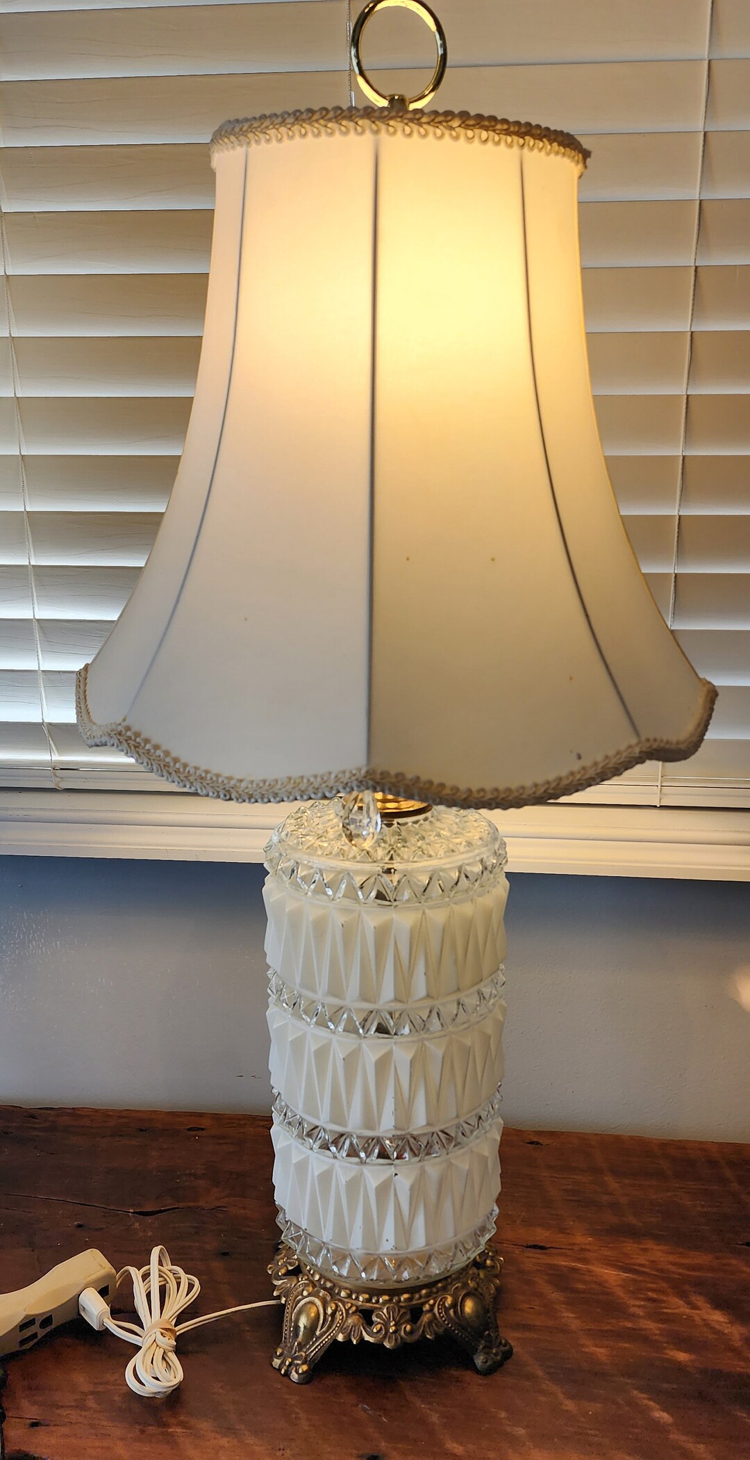 Vintage Mid Century Hollywood Regency Table Lamp Cut Glass - Etsy