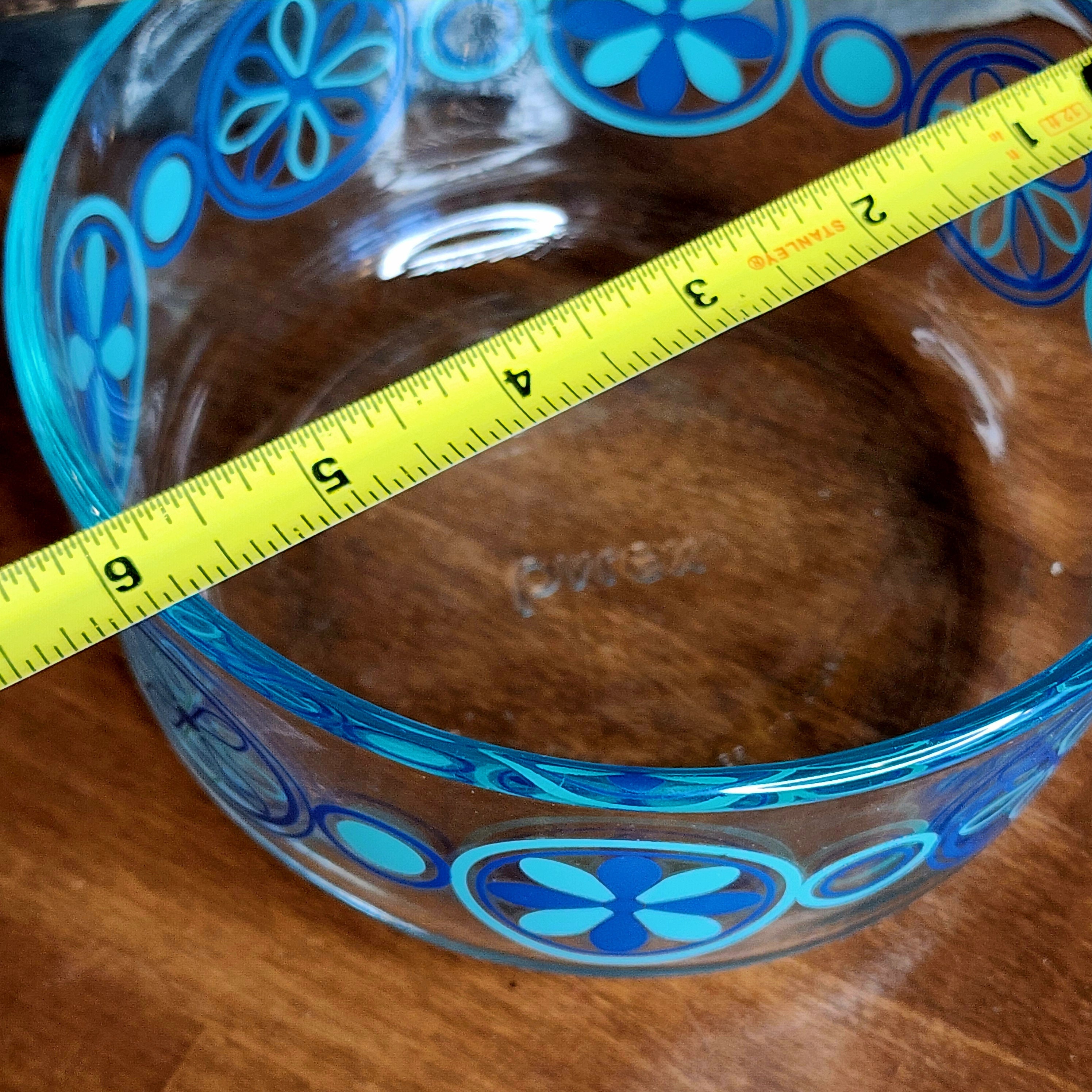 Pyrex Clear Glass Blue Floral Bowl Groovy Flower Bowl - Etsy
