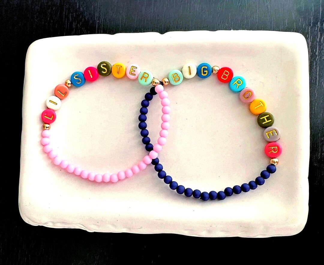 Little Sister Big Brother Bracelet , Personalized Name ,big Sis Lil Bro ...
