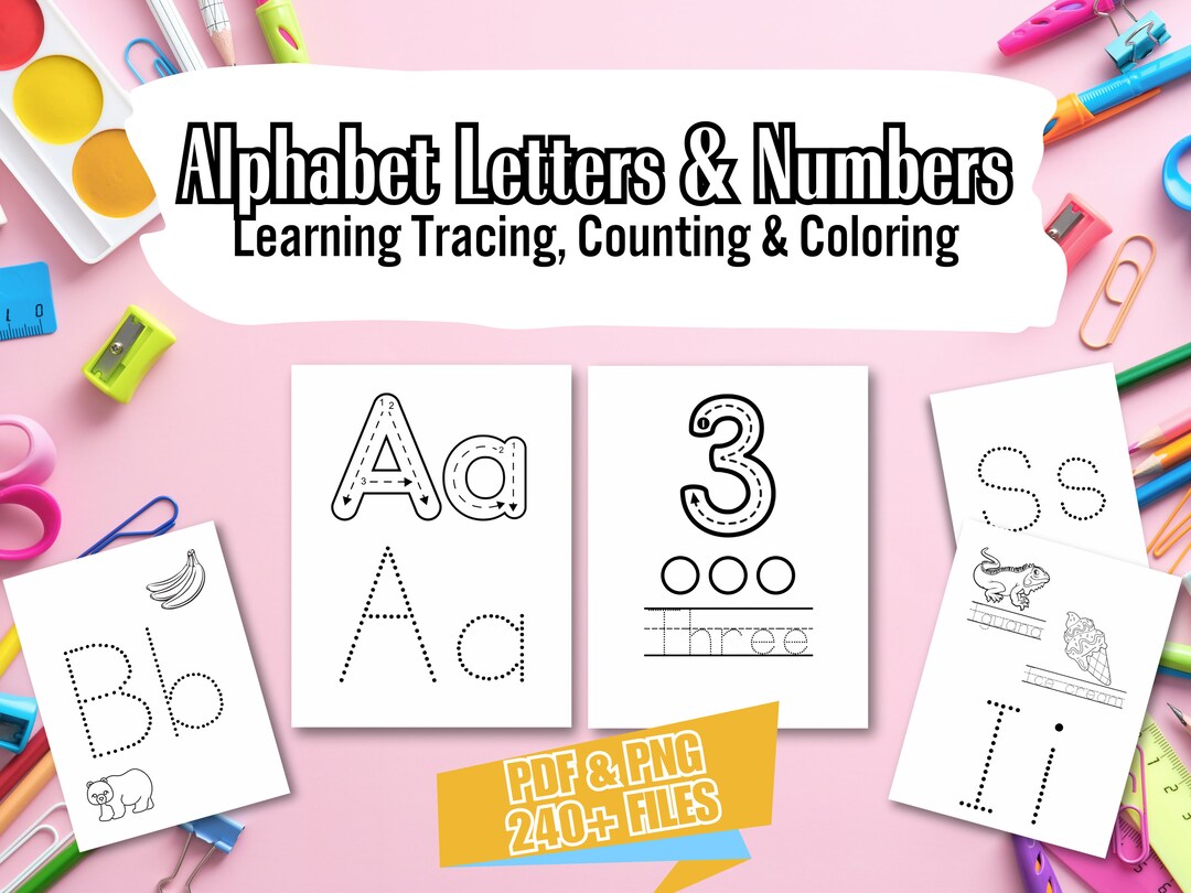 220 PAGES Alphabet & Numbers Tracing, PRINTABLE Learning, Counting ...
