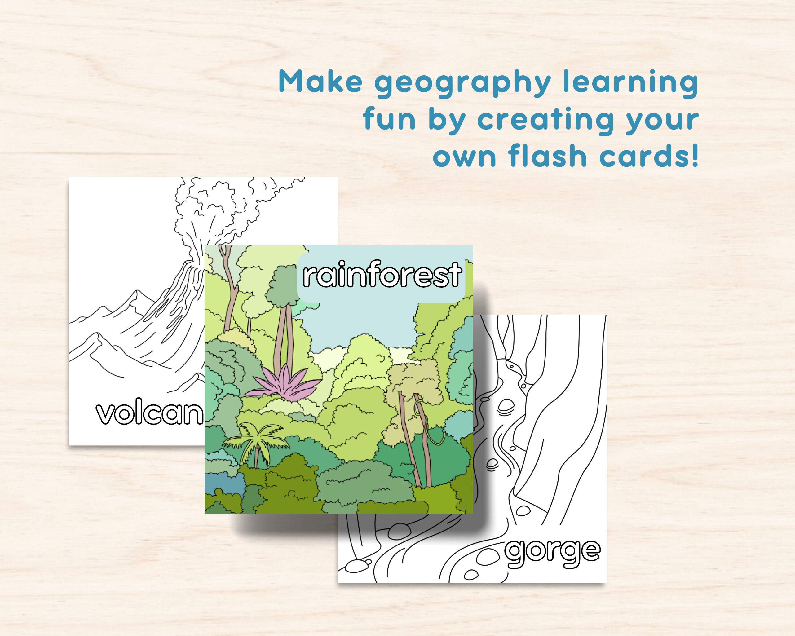 Physical Geography Flash Cards Activity, Colouring Craft Educate About ...