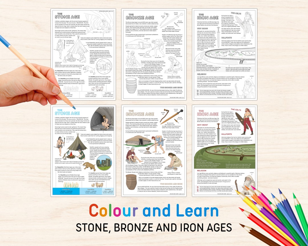Printable Colouring Fact File, Stone Bronze Iron Ages, KS2 History ...