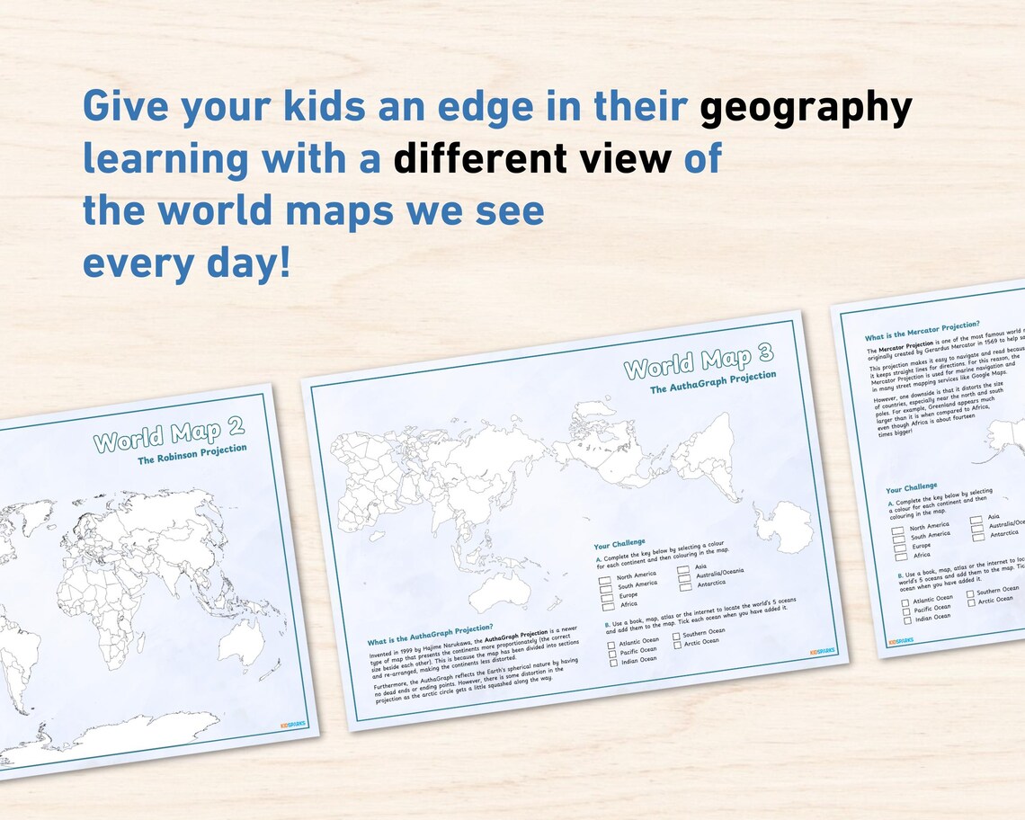 World Maps Printable Colouring Activity, Kids Geography, Map Learning ...