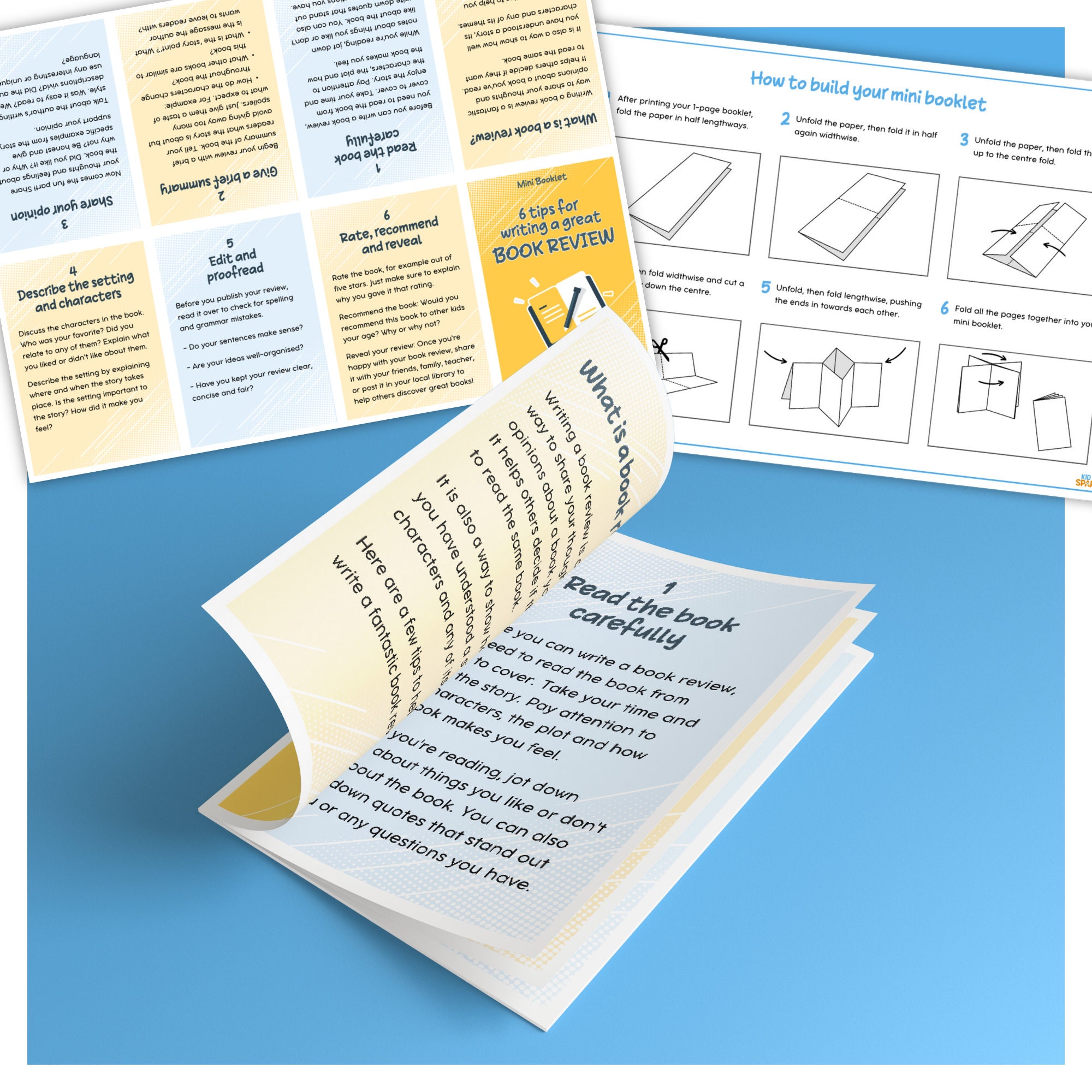 Foldable Book Review Activity Kids English Library Books Learning ...