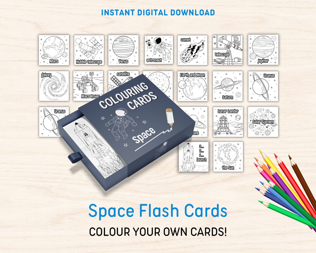 Space Flash Cards Activity Coloring Educate About Science Learning Home ...