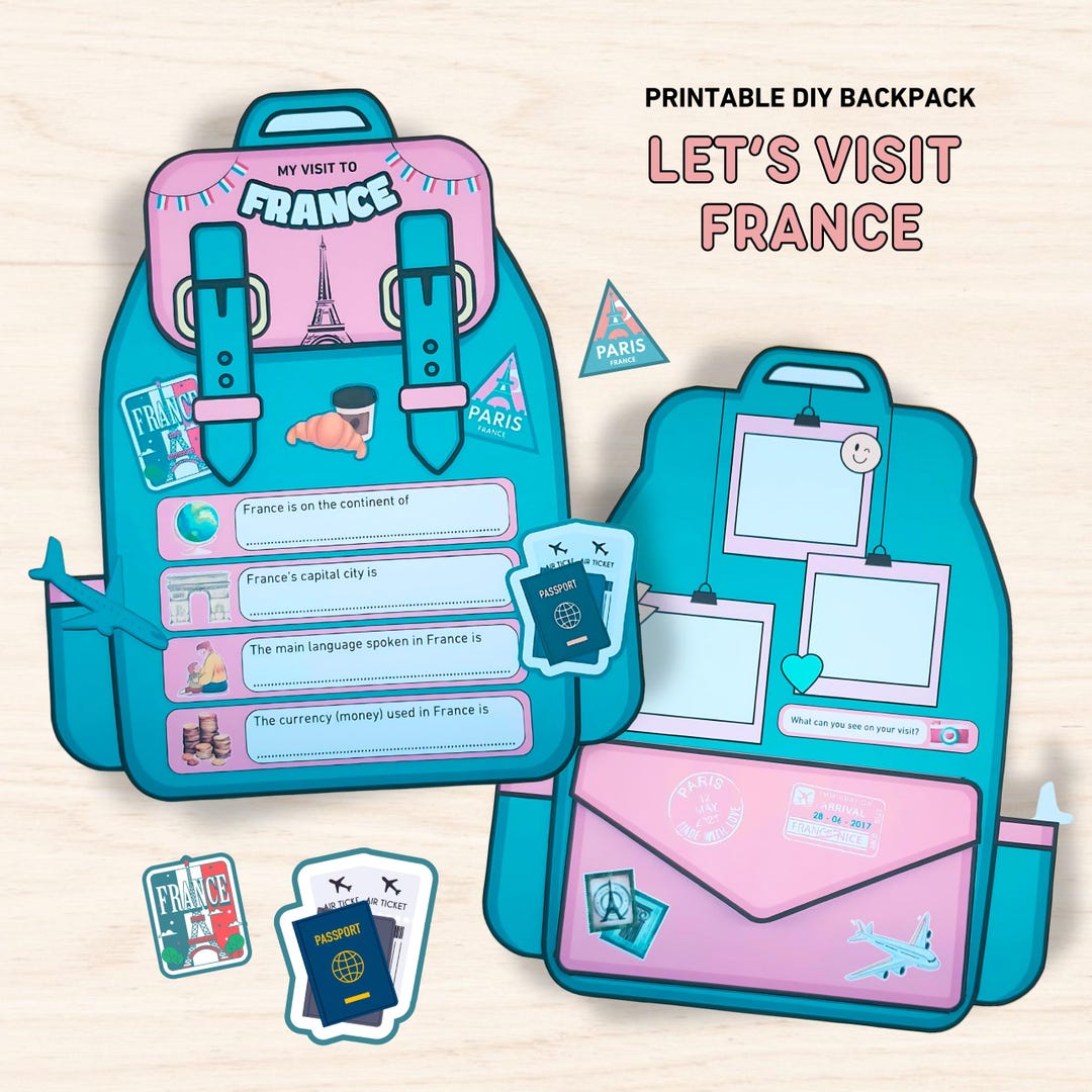 DIY Backpack France Printable | Country Study Europe Geography Learning ...