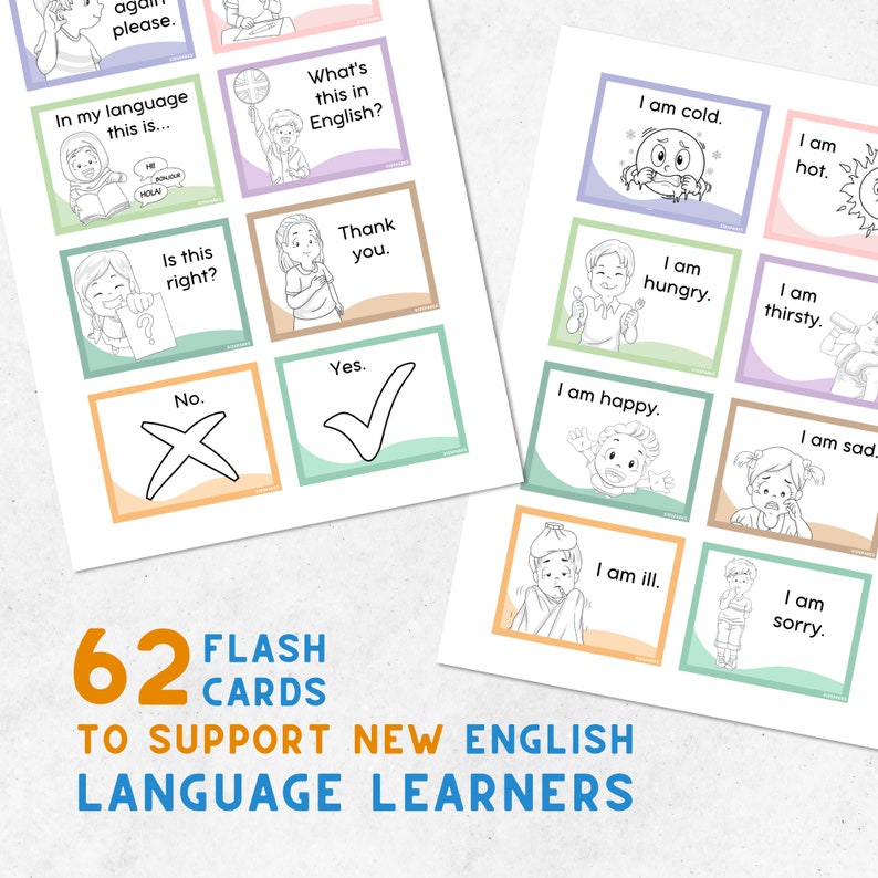 EAL ESL Flash Cards Coloring Cards English Language Learn English ...