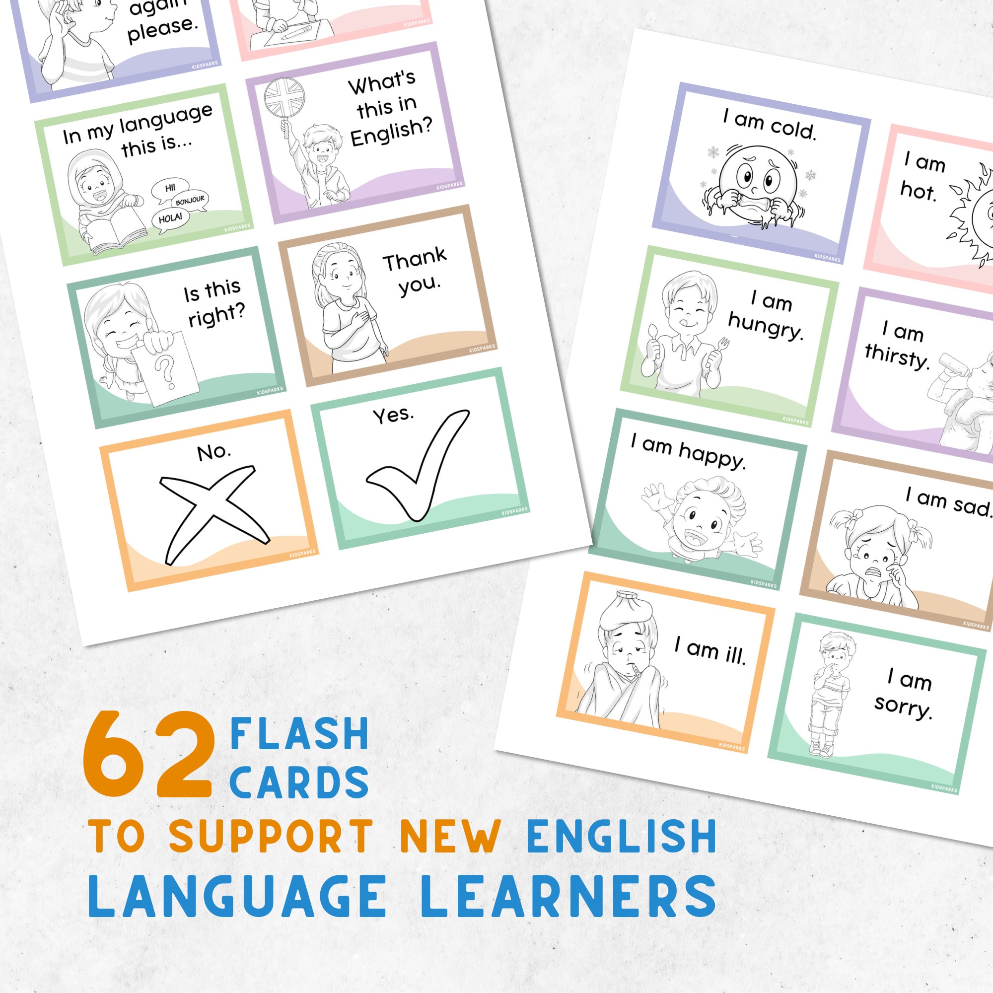 EAL ESL Flash Cards Coloring Cards English Language Learn English ...