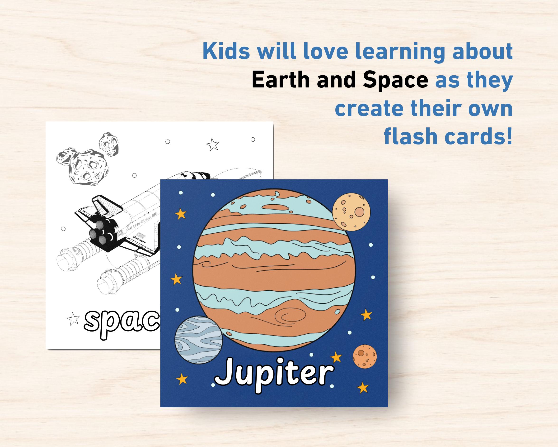 Printable Flash Cards, Earth and Space, Colouring Science Activity Kids ...