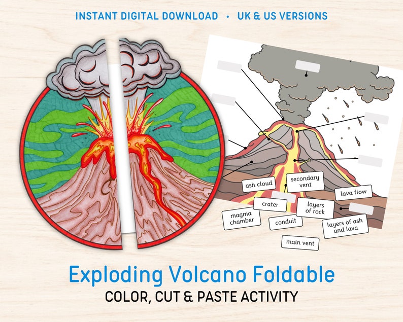 Volcano Foldable Activity | Earth Geography Science Learning Montessori ...