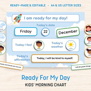 Editable Morning Chart | Kids Ready for My Day Chart, Visual Morning ...