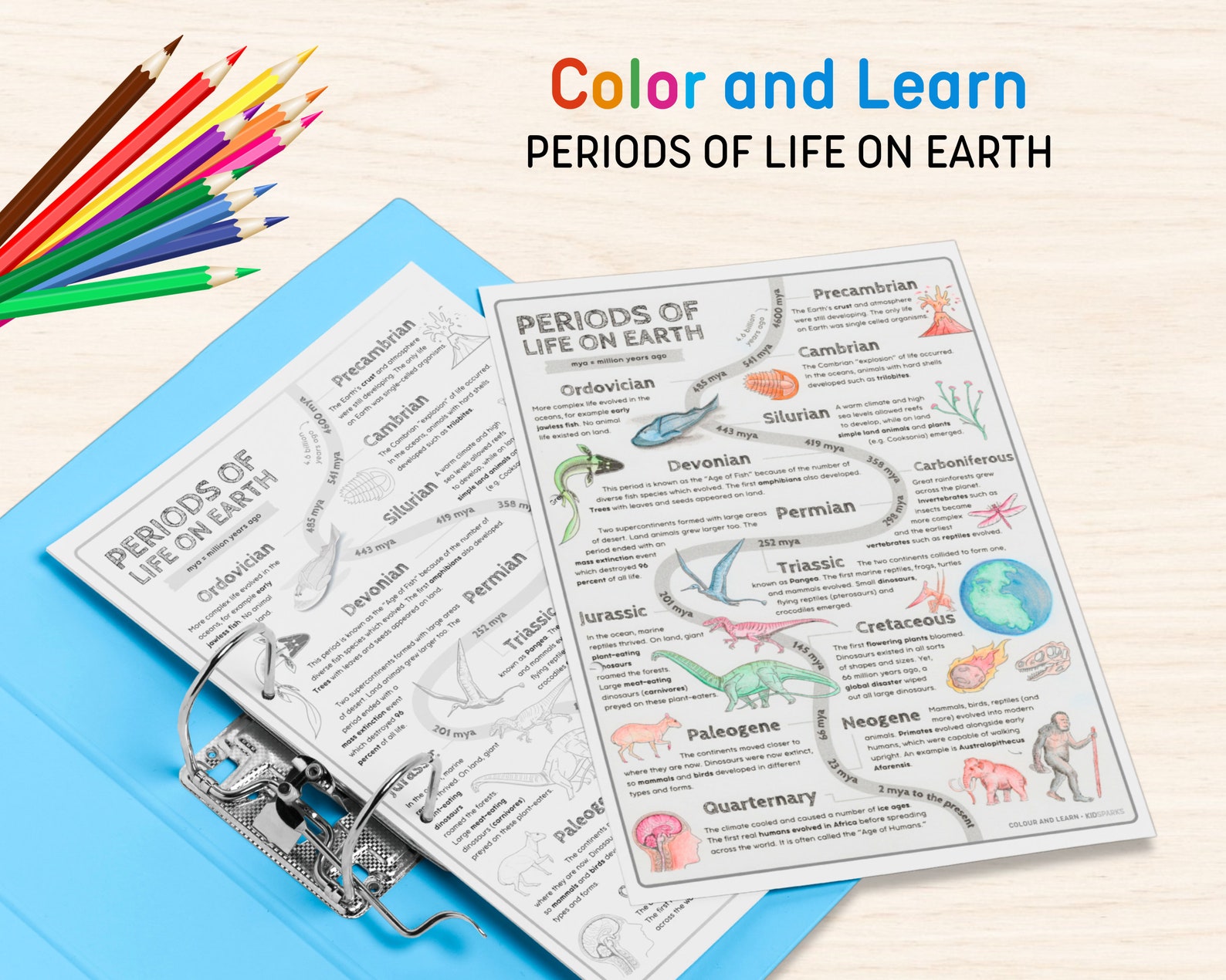 Printable Coloring Fact File, Periods of Life on Earth, Color and Learn ...