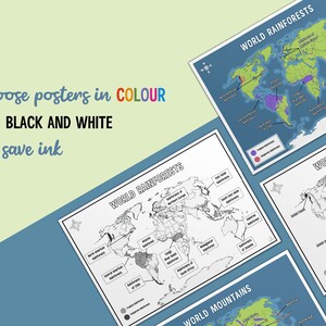 World Maps Poster Pack | Display Map Coloring Continents Oceans ...
