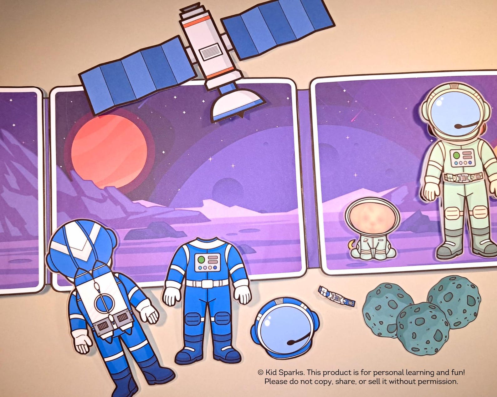 Astronaut Paper Dolls Printable Space Play Pack | Cut & Build Dress up ...